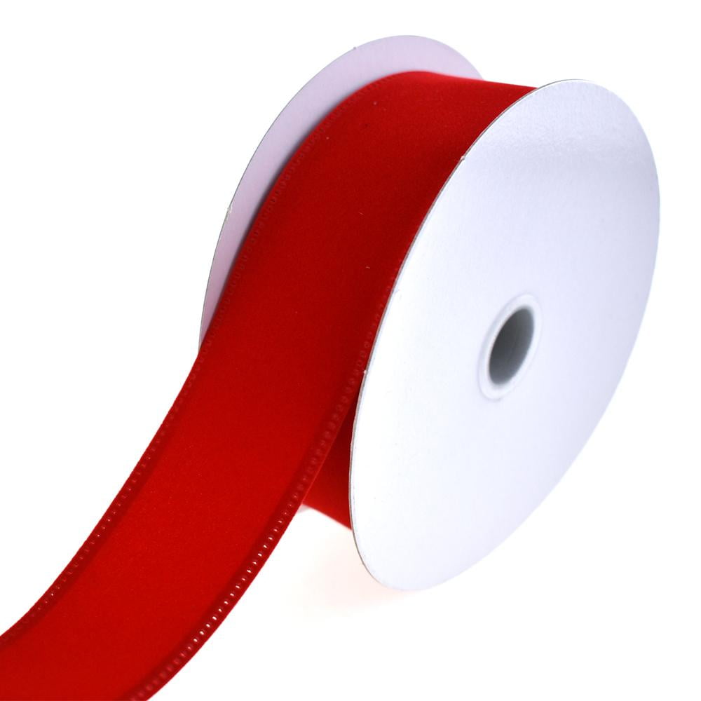 Christmas Velvet Wired Edge Ribbon, 1-1/2-Inch, 10-Yard, Bright Red ...