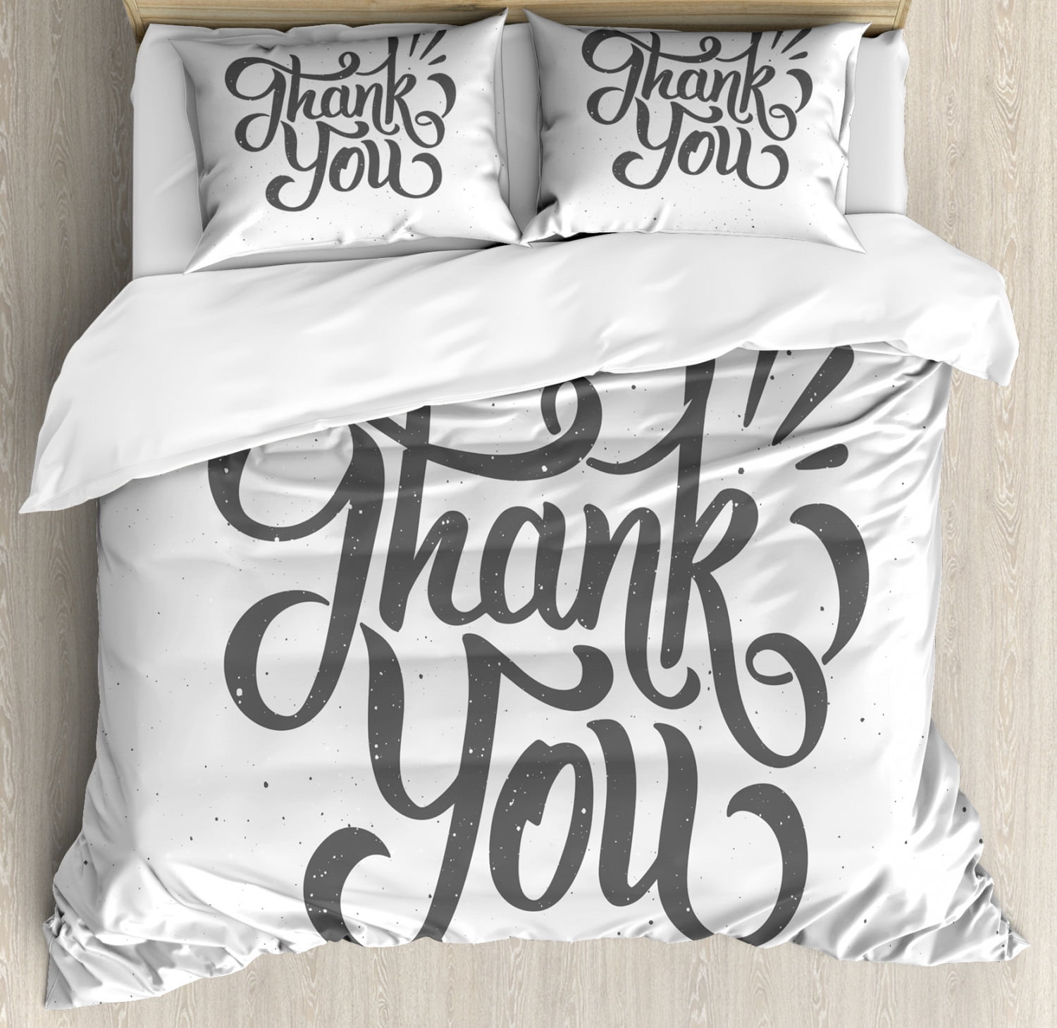 Thank You Duvet Cover Set Queen Size, Spots Funky Dramatic Font Artwork ...