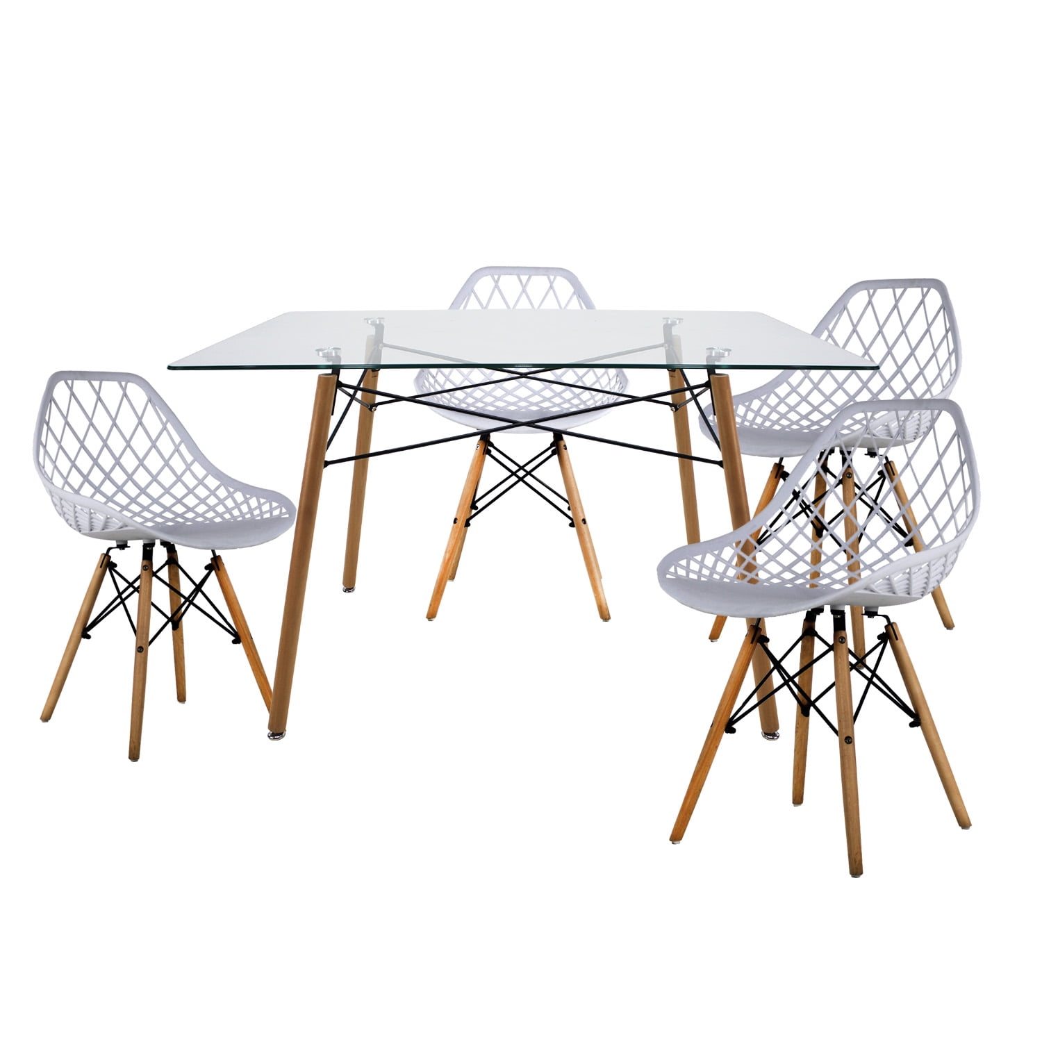 Set de comedor Cristal 120 cm Oslo y 4 sillas Eames Vento Blanco Mundo ...
