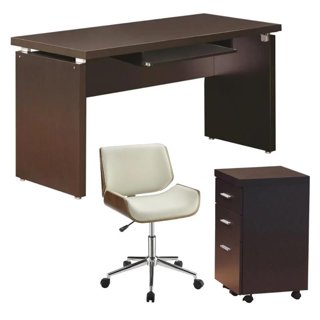 Home Square 3-Piece Set with Computer Desk Library Hutch & Base Storage ...