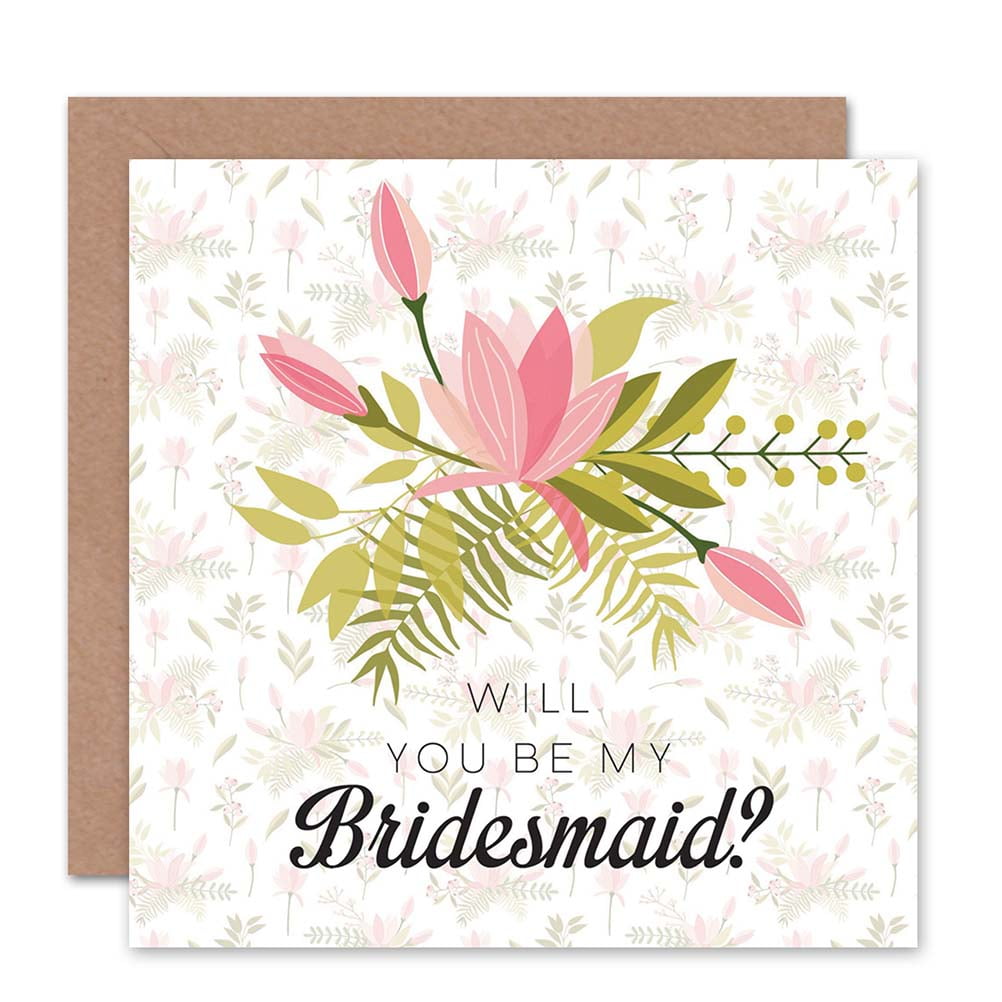 Bridesmaid Proposal Invite Bouquet Wedding Greetings Card Plus Envelope ...
