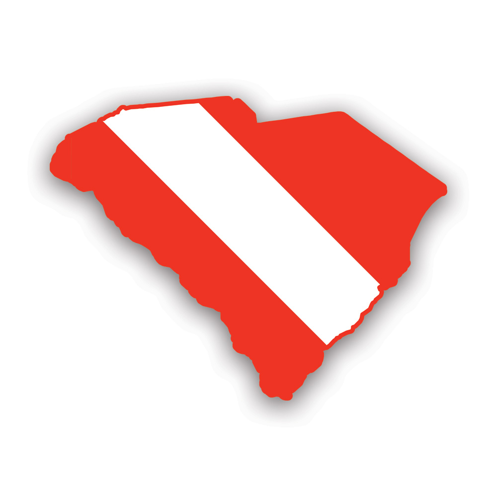 South Carolina State Shaped Diver Down Flag Sticker Decal - Self Adhesive Vinyl - Weatherproof ...