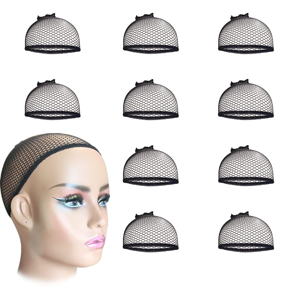 Wig Caps for Women 10PCS Black Mesh Wig Cap Net Stretchy Stocking ...