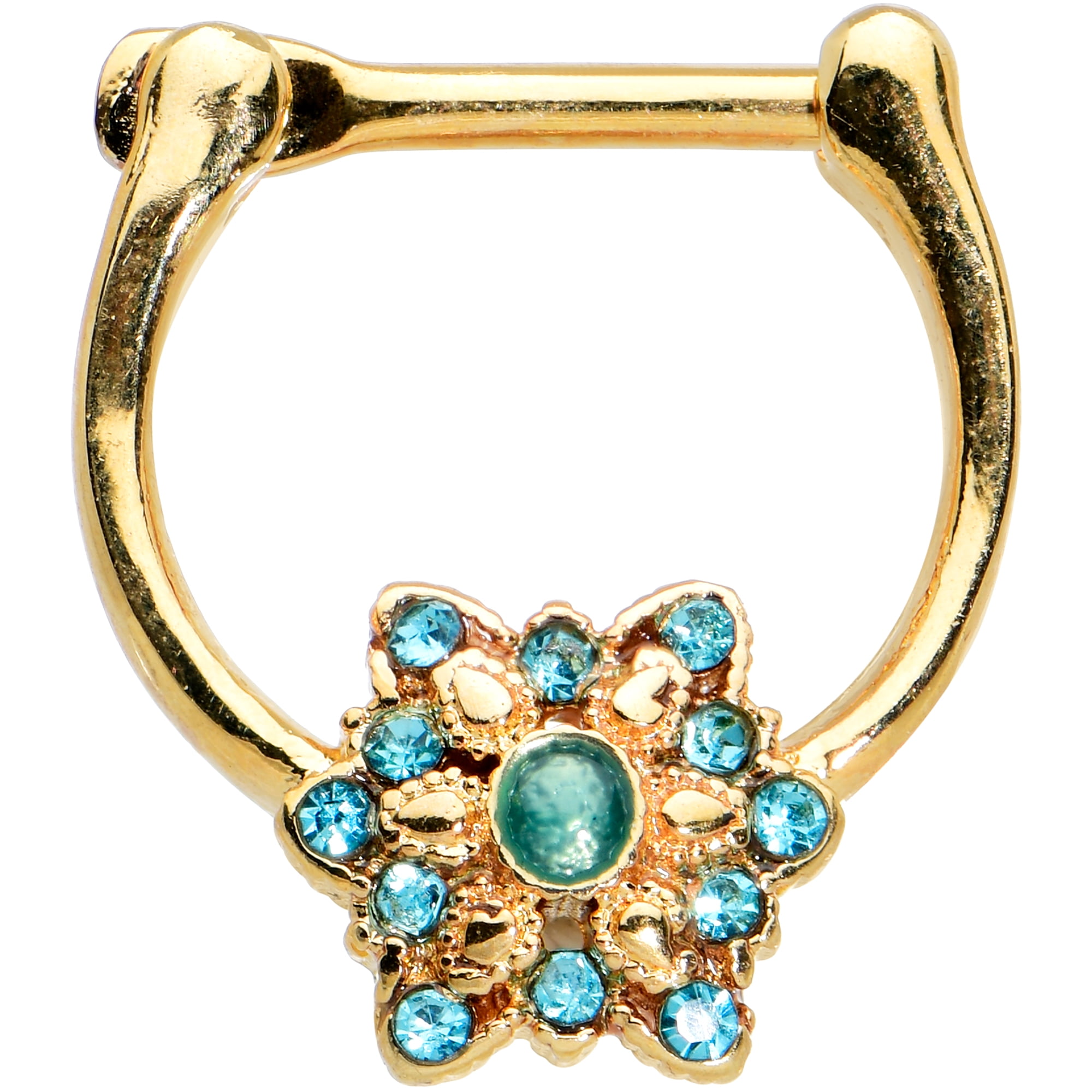 Body Candy Womens 16G PVD Steel Septum Jewelry Blue Snowflake Daith ...