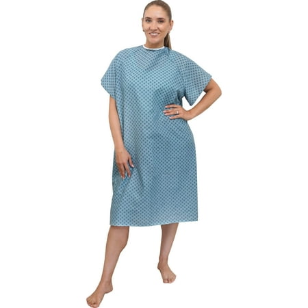 12 Pack - Blue Hospital Gown With Back Tie Hospital Patient Robes With ...