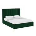 Montrell Upholstered Velvet Queen Size Wingback Platform Bed, Green ...