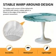 Abstract Marble Texture Round Fitted Tablecloth with Elastic Edge, Teal ...