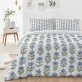 Blue Floral Twin Duvet Cover Set, Country Watercolor Pastoral Classic ...