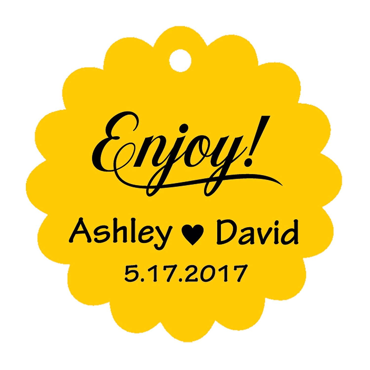 100 PCS Enjoy! Customized Scallop Edges Hang Tags Personalized Wedding ...