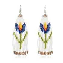 Boho Native Long Sunflower Tree Tassel Beaded Earrings for Women Tribal ...
