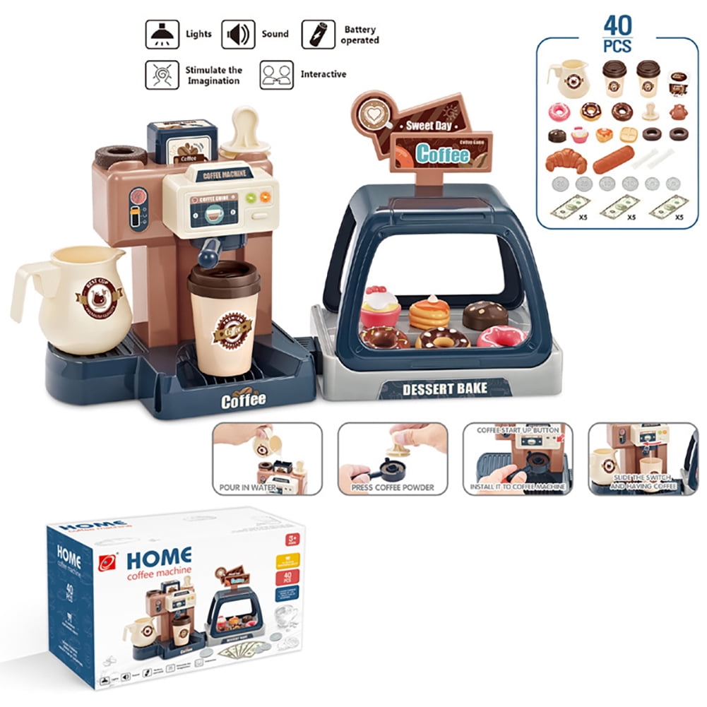 Esaierr Toddler Kids Toys Toy Coffee Machine and Donut Set Mini Ice ...