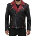Red Black Leather jacket - Bomber Leather jacket - Leather jacket Racer ...