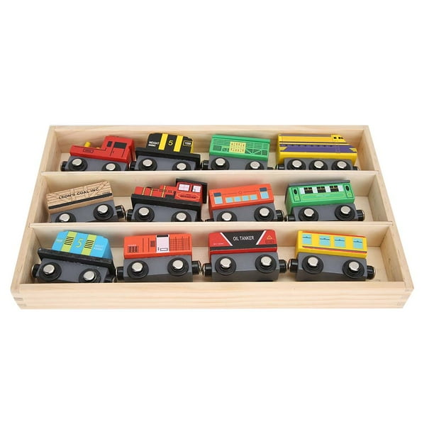 Wooden Train Toys Set,Magnetic Railway Trains Toy Set,Wooden Train Set ...