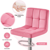 Topeakmart 2pcs Adjustable Velvet Bar Stools with Backrest, 360° Swivel ...