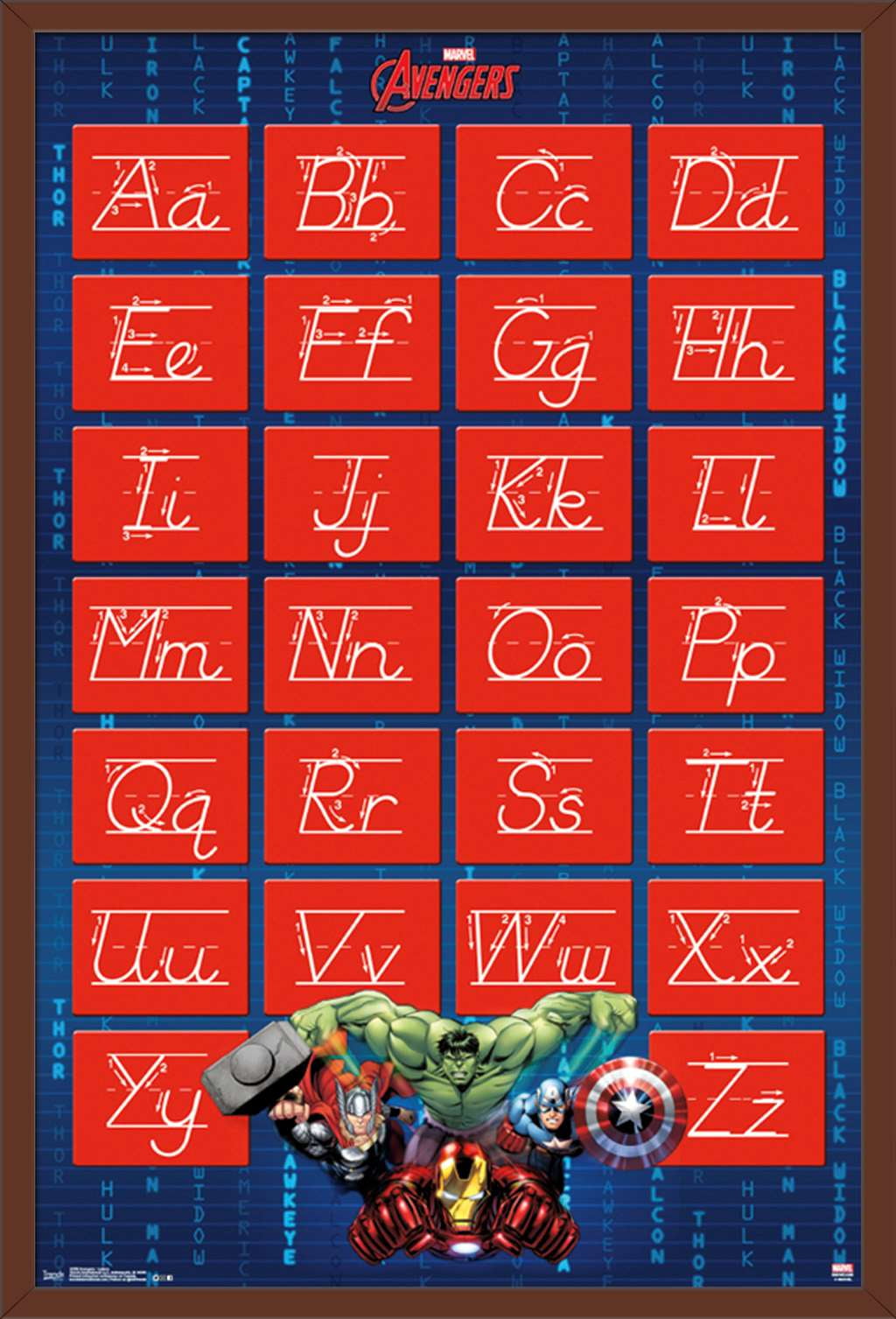 Marvel Comics - Avengers - Alphabet - Write Letters Wall Poster, 22.375 ...