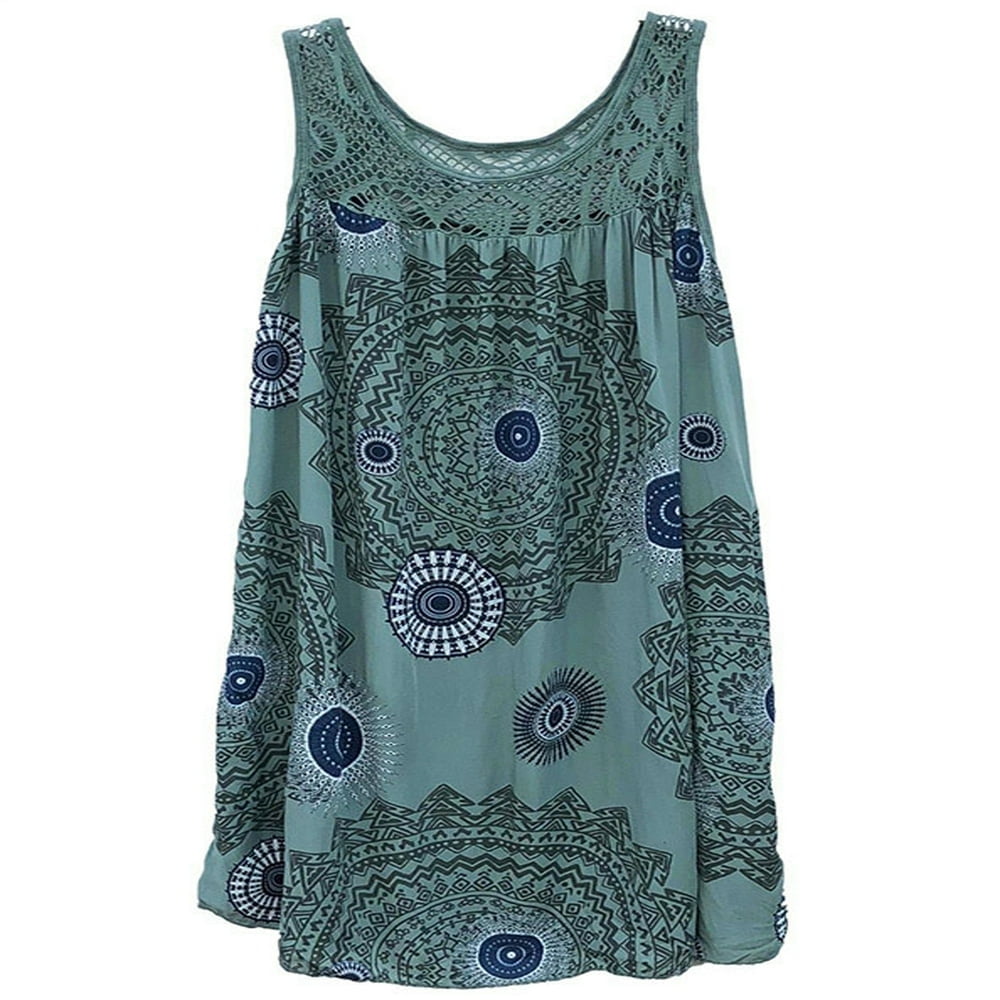 Women s Plus Size Floral Sleeveless Loose Boho Casual Short Dresses ...