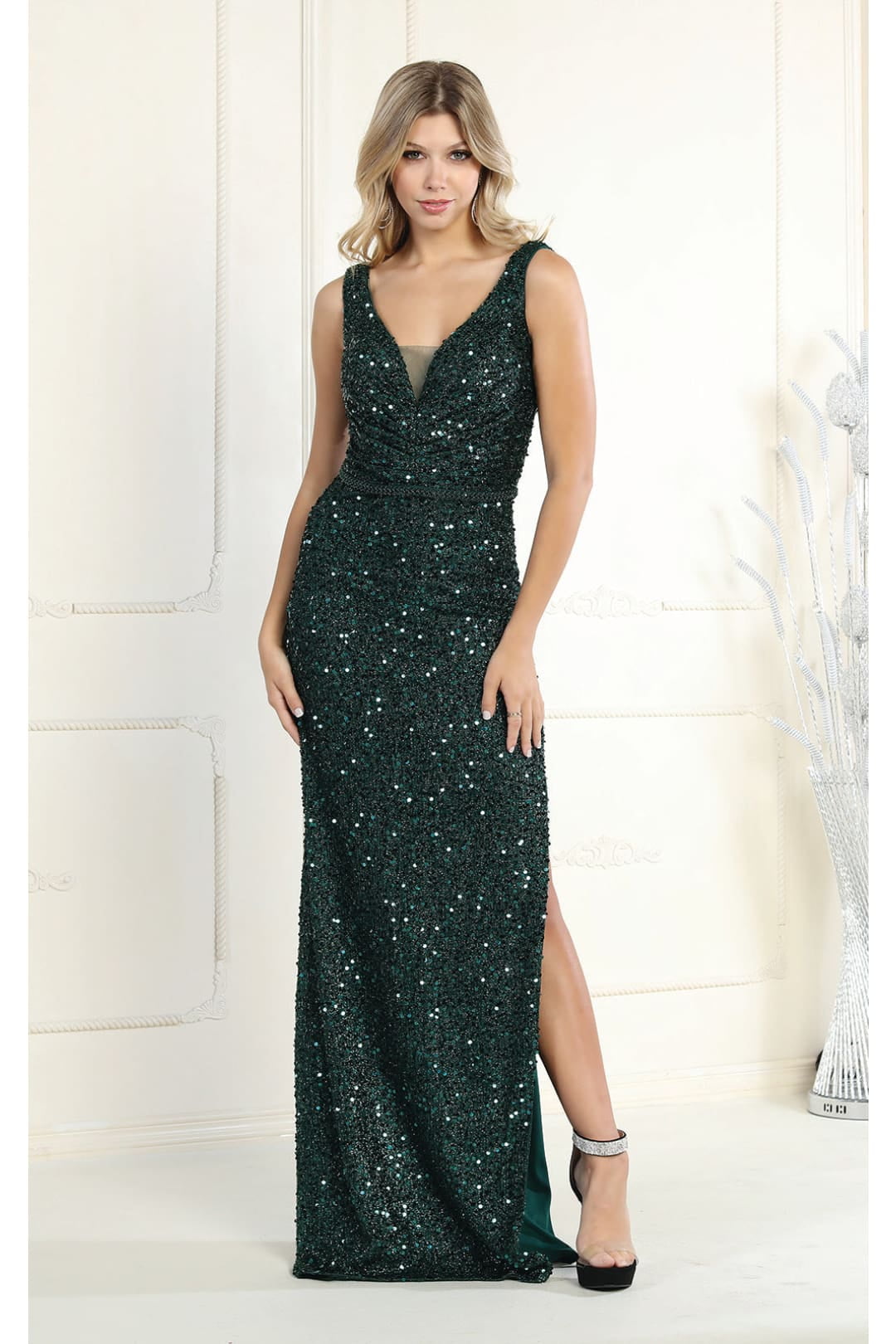 Formal Dress Shops Inc Sequin Dresses For Plus Size Hunter Green 4 ...