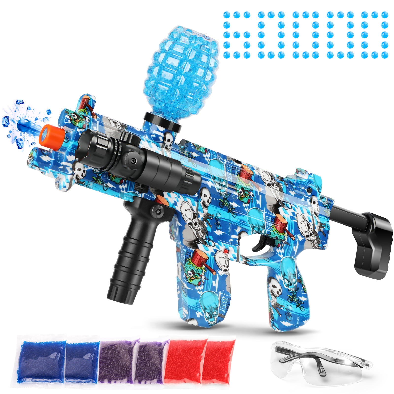 Gel Ball Blaster with 60000 Gel Balls & Goggles, Electric Water Bead ...