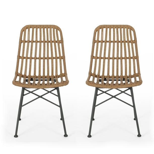 GDF Studio Jessie Outdoor Dining Chair - Metal - Set of 2 - Light Brown ...