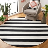 SAFAVIEH Montauk Saranna Geometric Cotton Area Rug, Black/Ivory, 9' x 9 ...