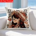 Bohemian girl floral pattern pillow cover zipper closure, suitable for ...