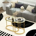 Costway Nesting Coffee Table Set of 2 with Tempered Glass Tabletop ...