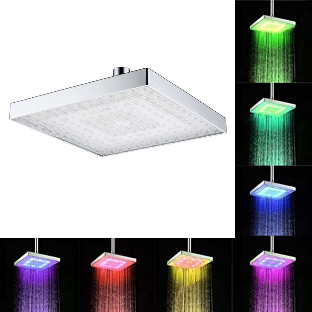 Multiple Colors Changing LED Shower Head Bathroom Rainfall Shower Heads ...