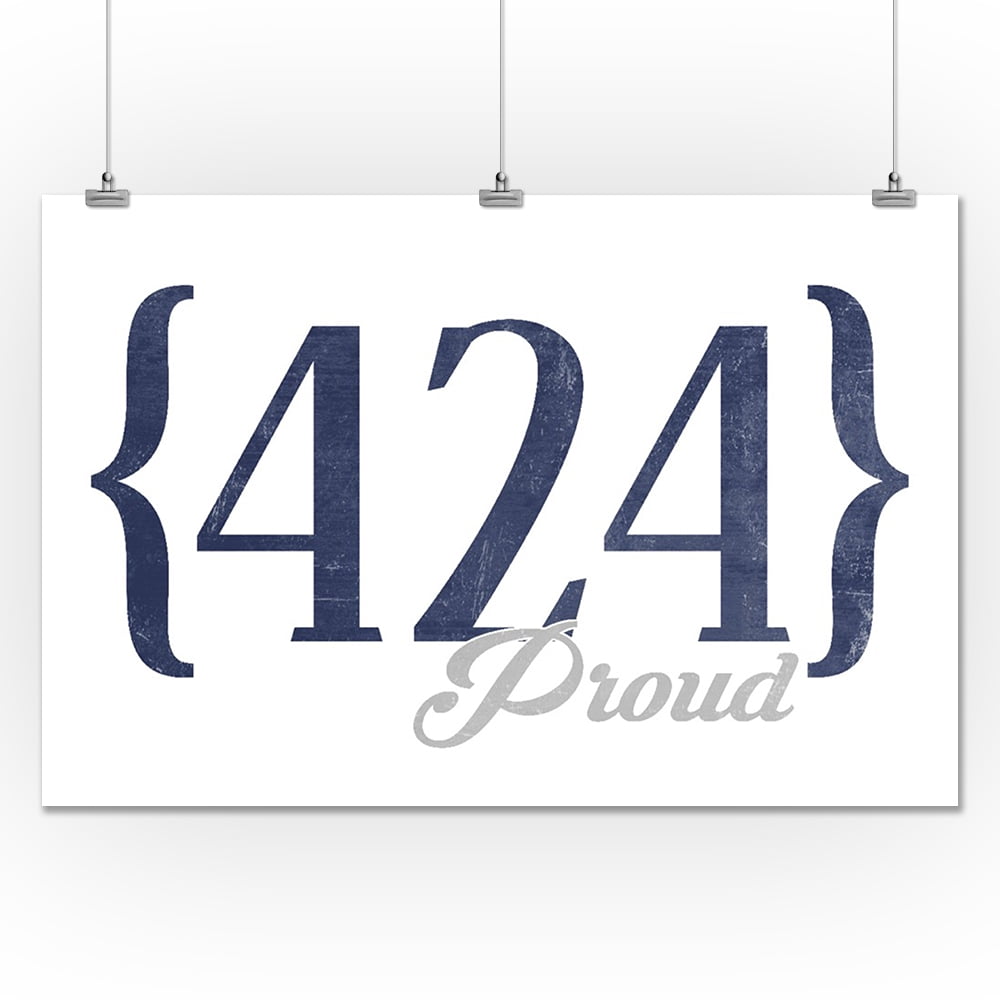 Santa Monica, California - 424 Area Code (Blue) - Lantern Press Artwork ...