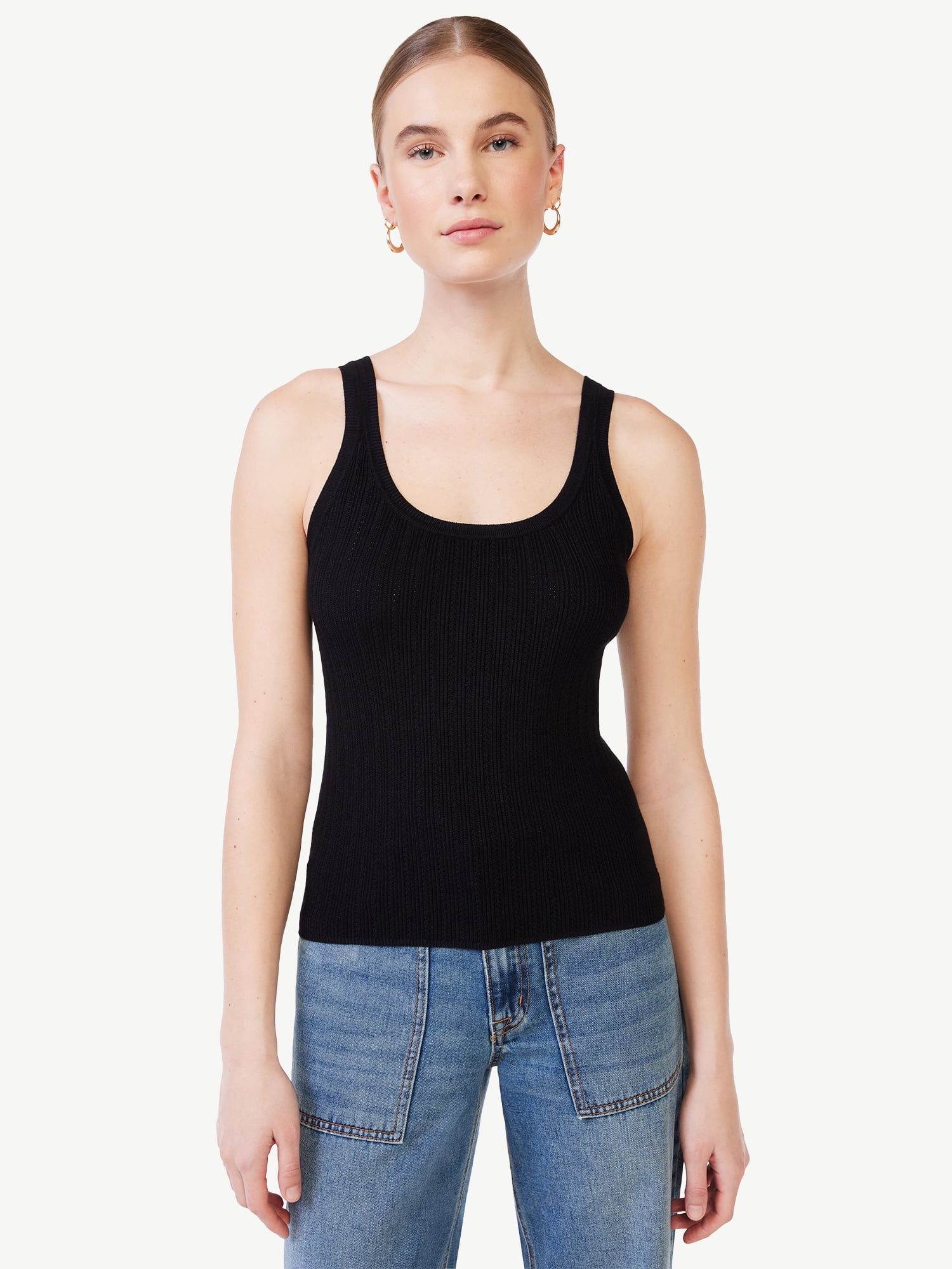 Scoop Womens Scoop Neck Ribbed Tank Top