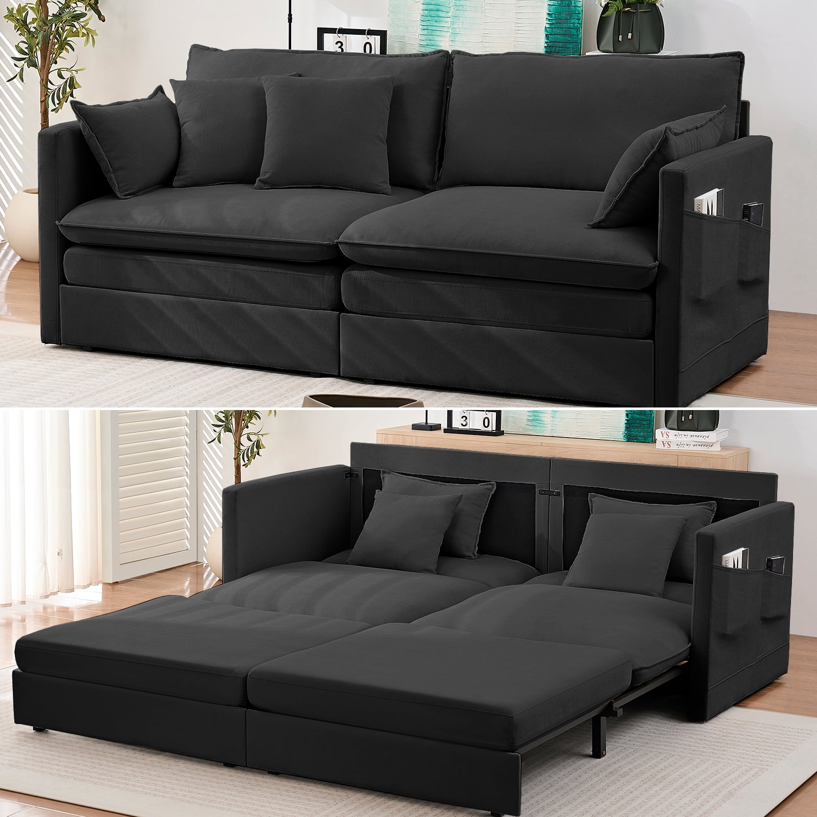 Click here for Mjkone Futon Sofa Bed Queen Size ice Velvet Pull O... prices