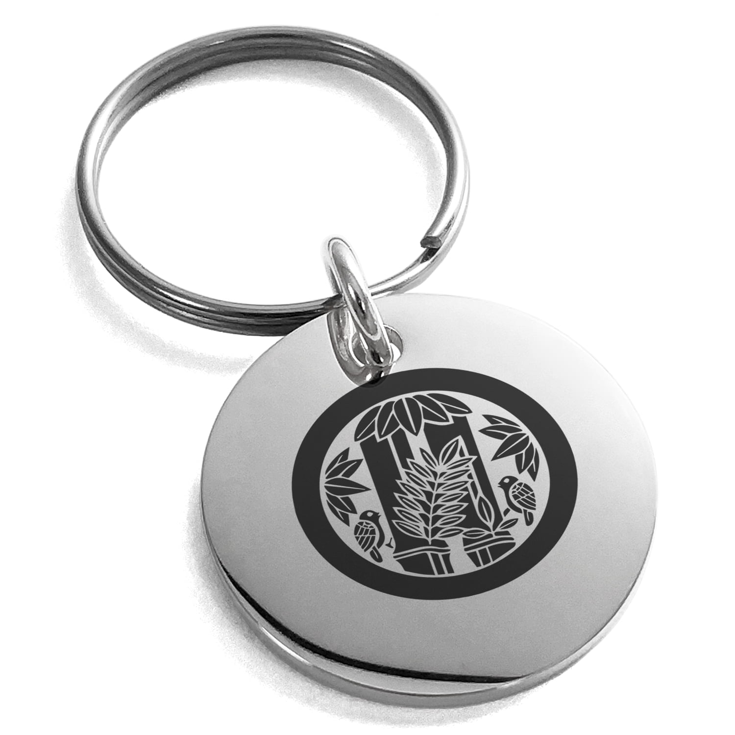 Stainless Steel Torii Samurai Crest Engraved Small Medallion Circle ...