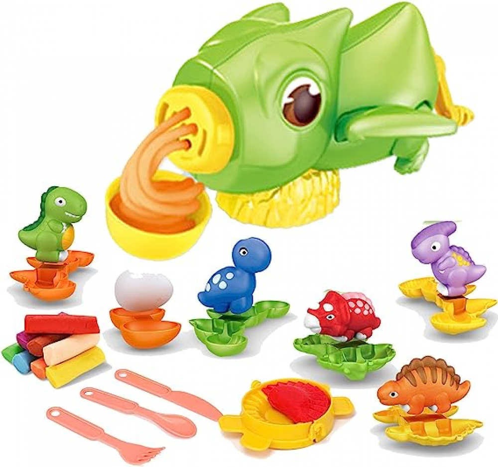 2 in 1 Dinosaur Playdough Toys, Creations Set of Dino Color Dough Toys ...