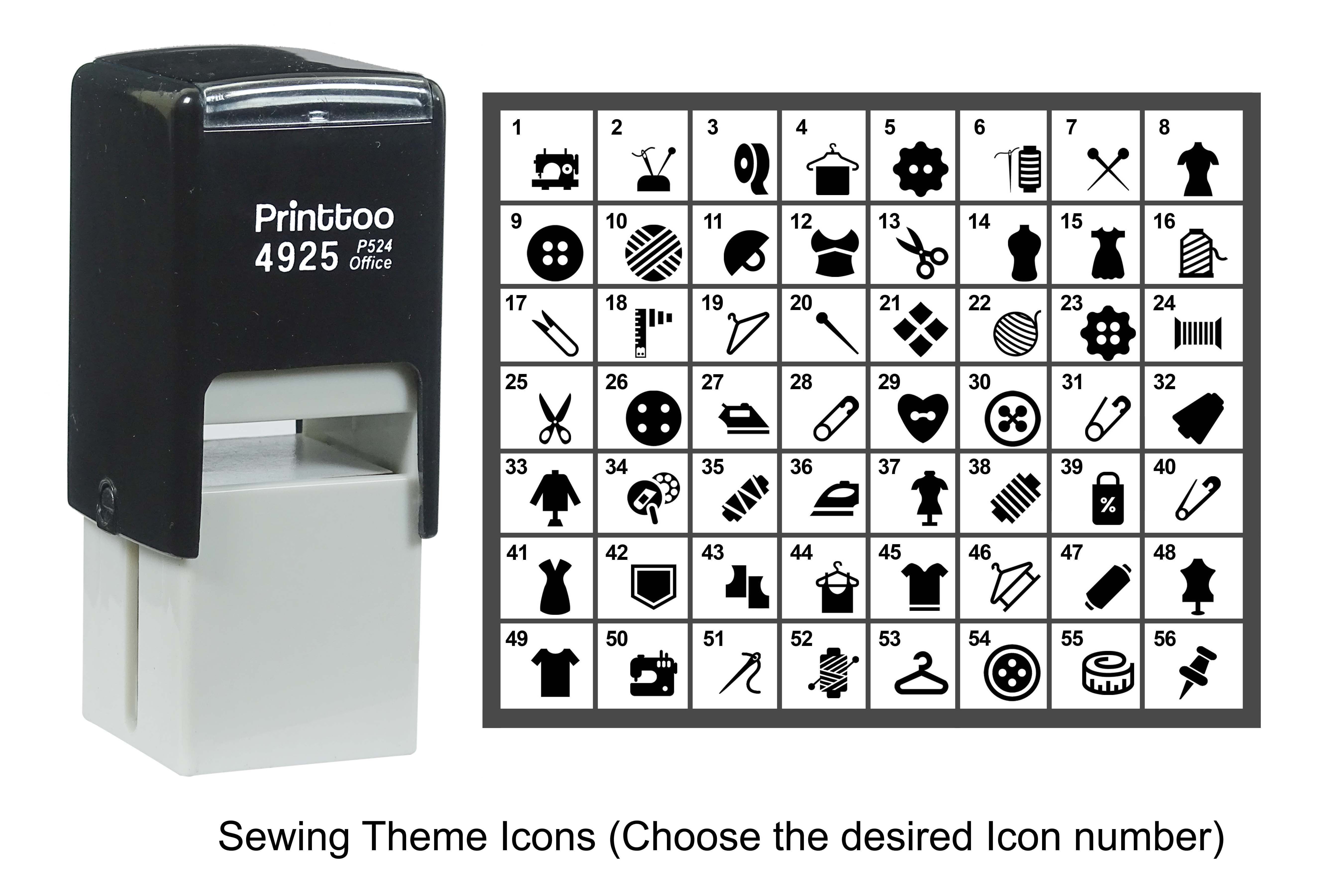 Printtoo Personalized Sewing Theme Icons Rubber Stamp Self Inking ...