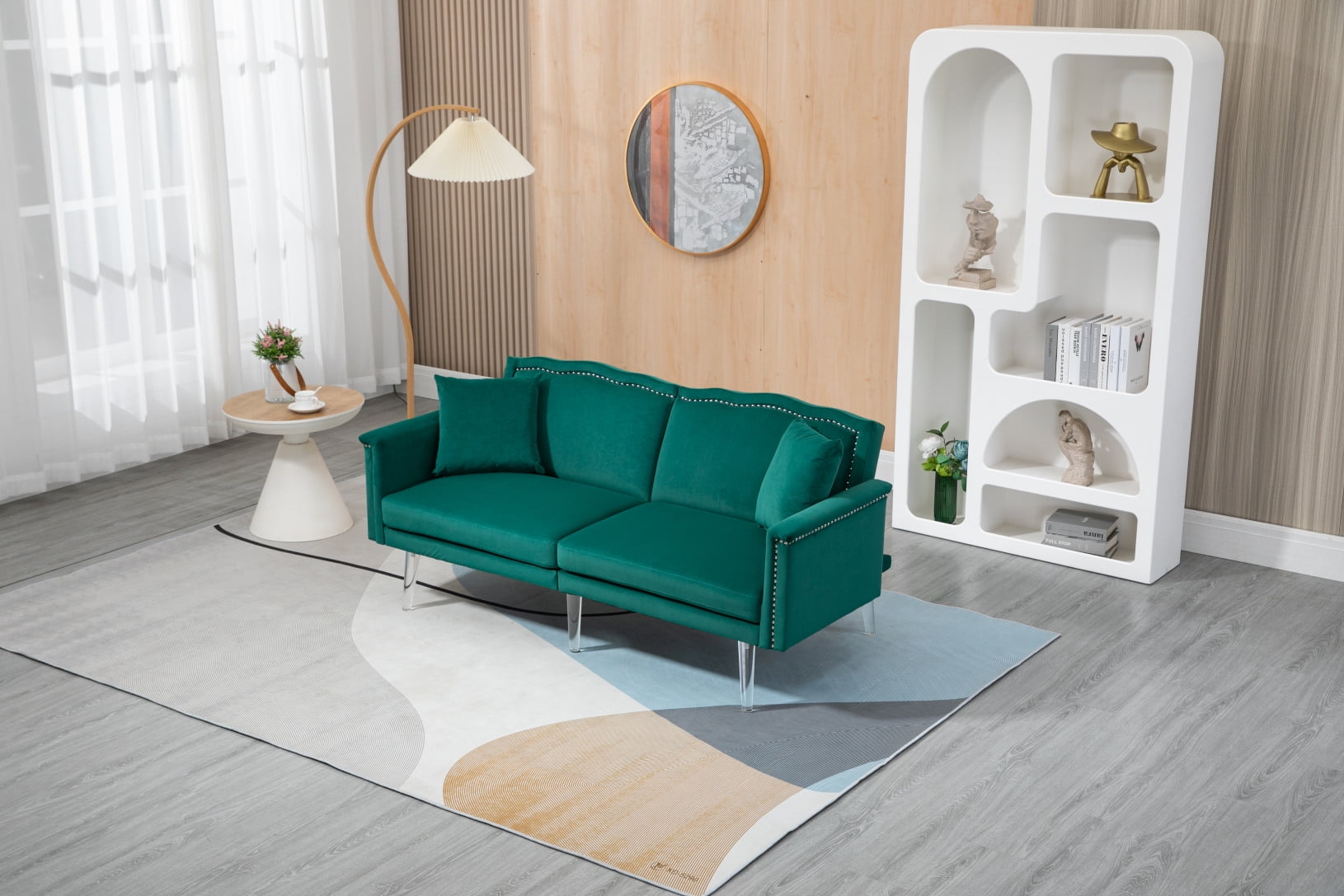 Velvet Futon Sofa Bed, Convertible Futon Couch with Adjustable Backrest ...