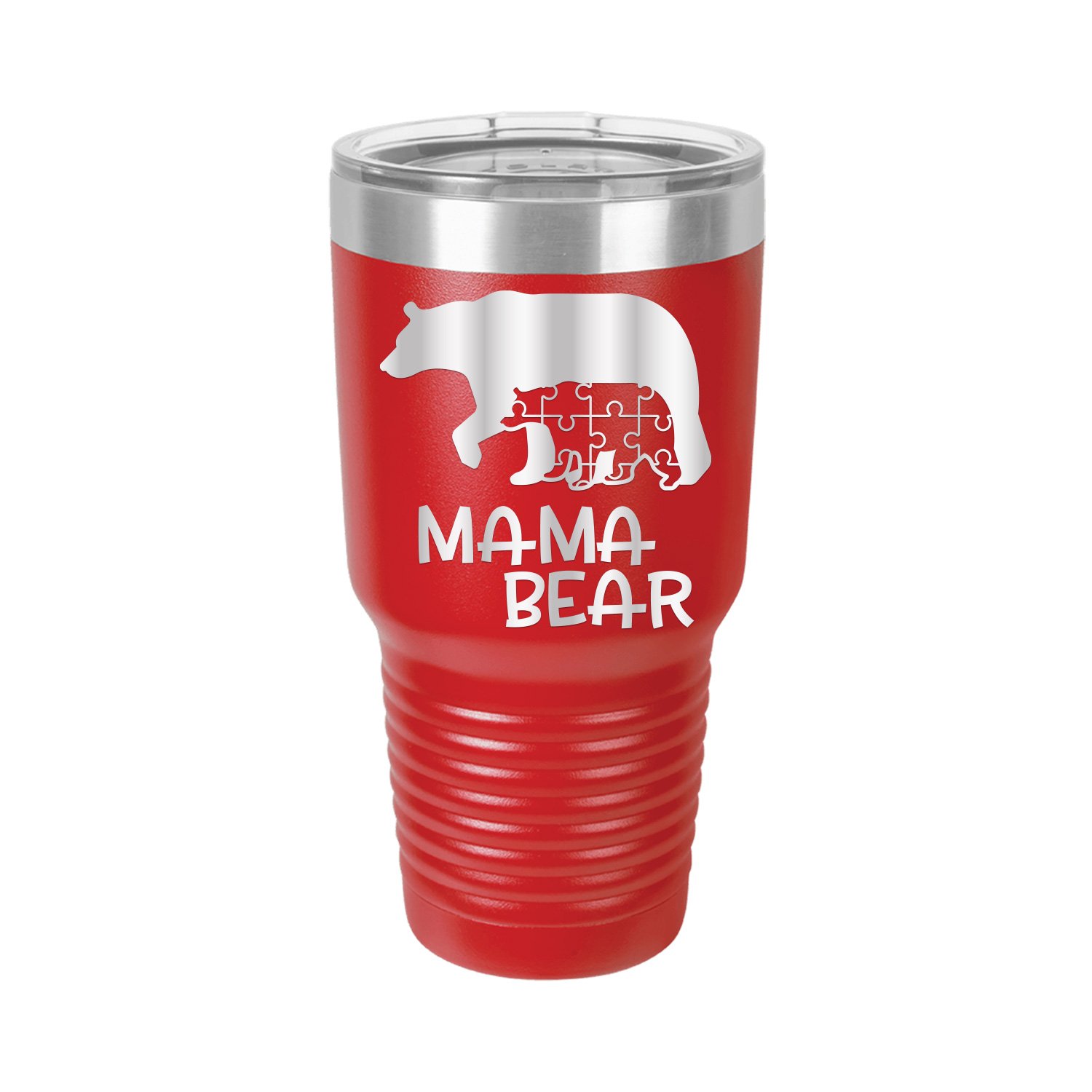 Autism Mama Bear and Cub - Engraved 30 oz Tumbler Mug Cup Unique Funny ...