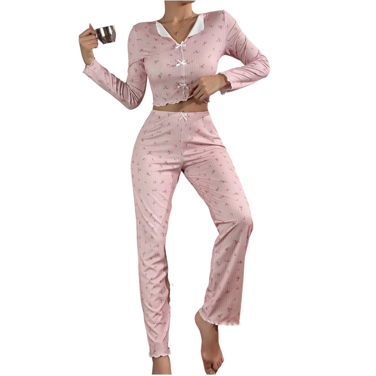 Click here for Zhonghui Womens Knit Ribbed Pajamas Set Long Sleev... prices