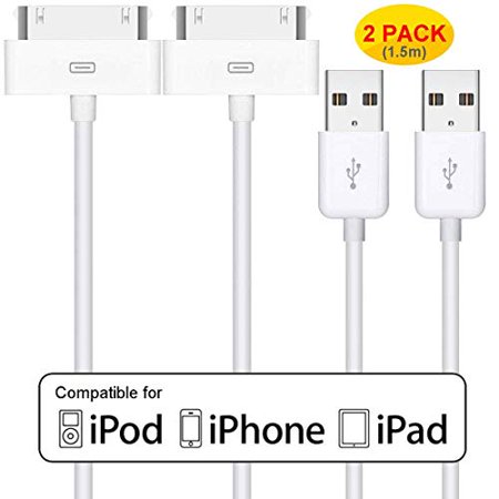 iPhone 4 4s charger cable iPad charger, 2Pack 5 Feet certified 30-Pin ...