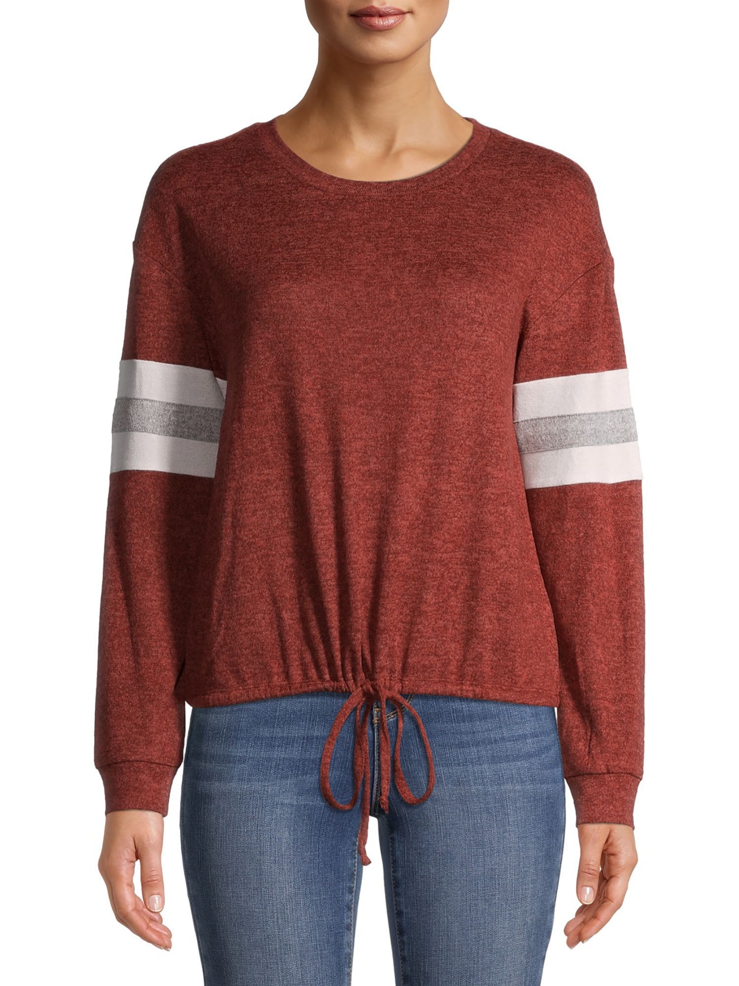 No Boundaries Juniors' Varsity Top with Tie Front - Walmart.com