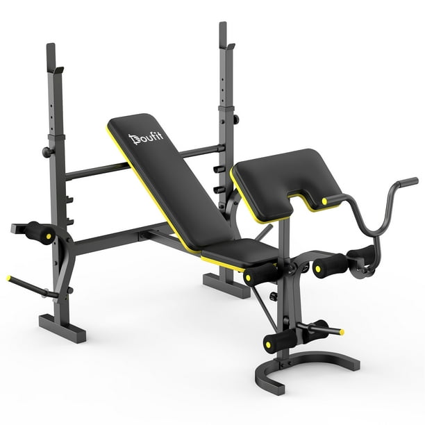 Doufit Adjustable Weight Bench with Squat Rack,Workout Bench with Leg ...