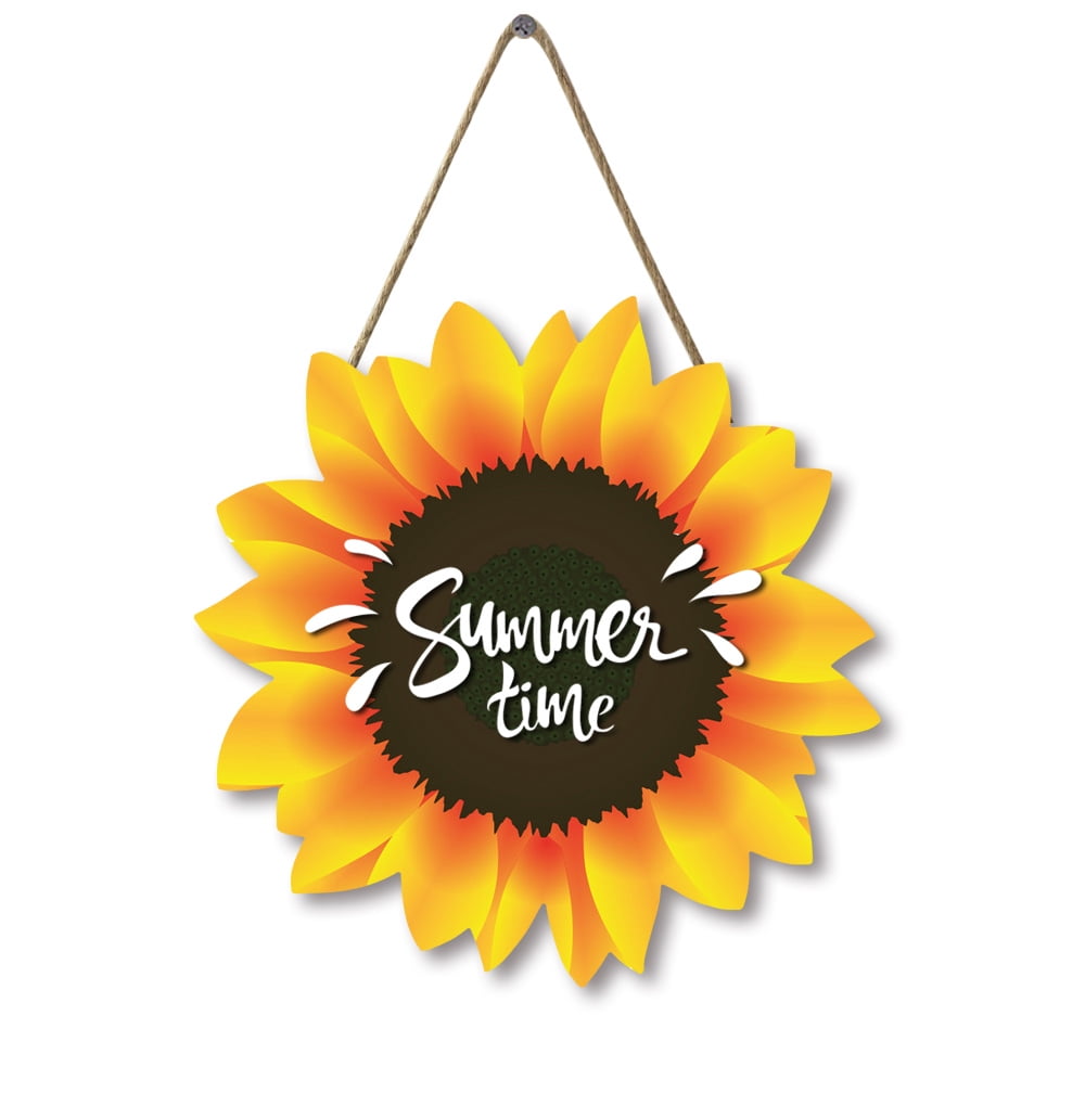 Sunflower Summer Time Wood Door Hanger 12 Inch Large Wooden Flower Sign ...