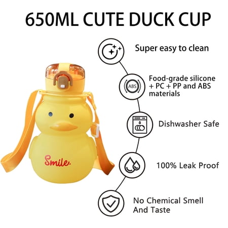 TB&W 650ml Big Belly Cups Straw Water Bottles Kawaii Duck Kettles Leak ...