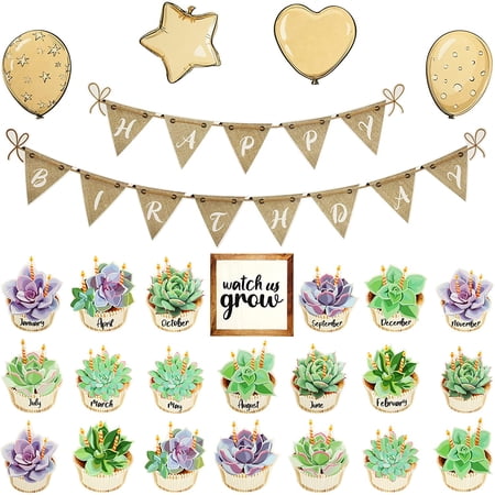 62 Pieces Birthday Bulletin Board Set Classroom Birthday Chart ...
