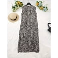 Beige Leopard Print Sleeveless Maxi Dress Casual Oversized Summer Flowy ...