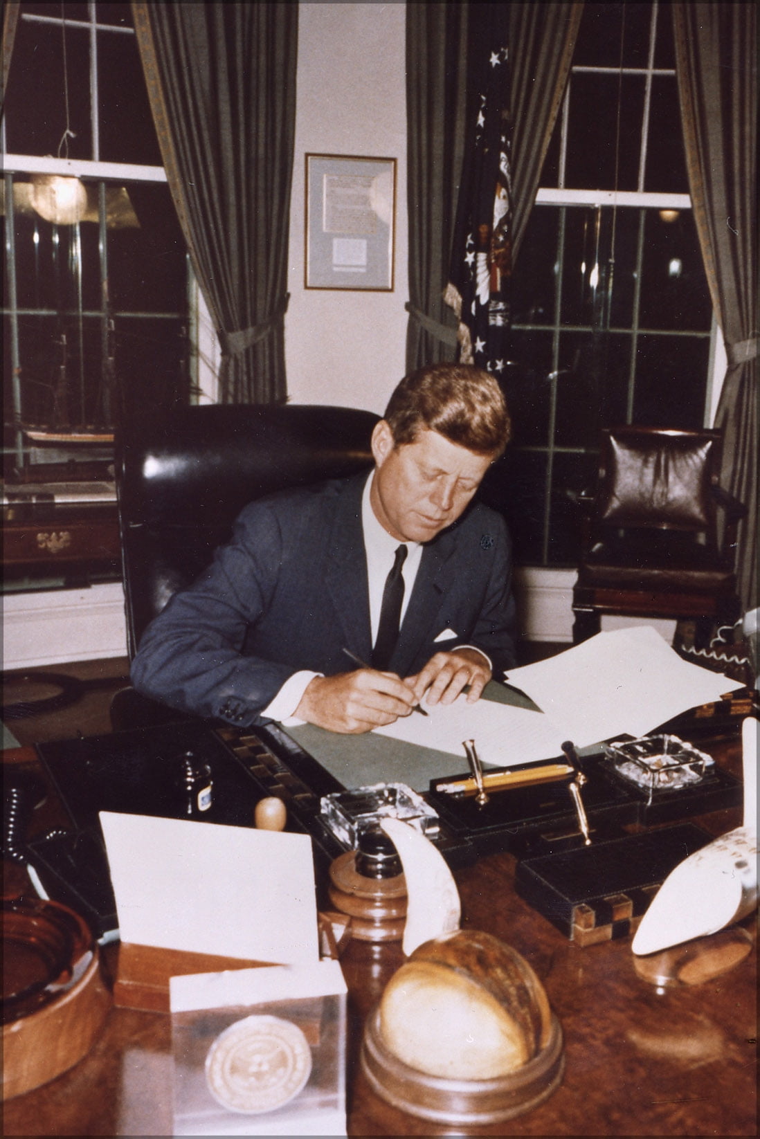 24"x36" Gallery Poster, Signing Cuba Quarantine Proclamation. President ...