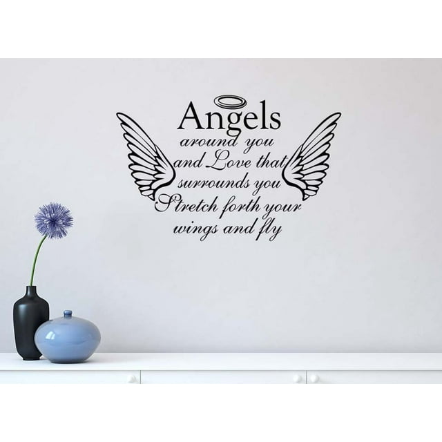 Angels around you and love that surrounds you 23 x 15 Vinyl wall quote ...