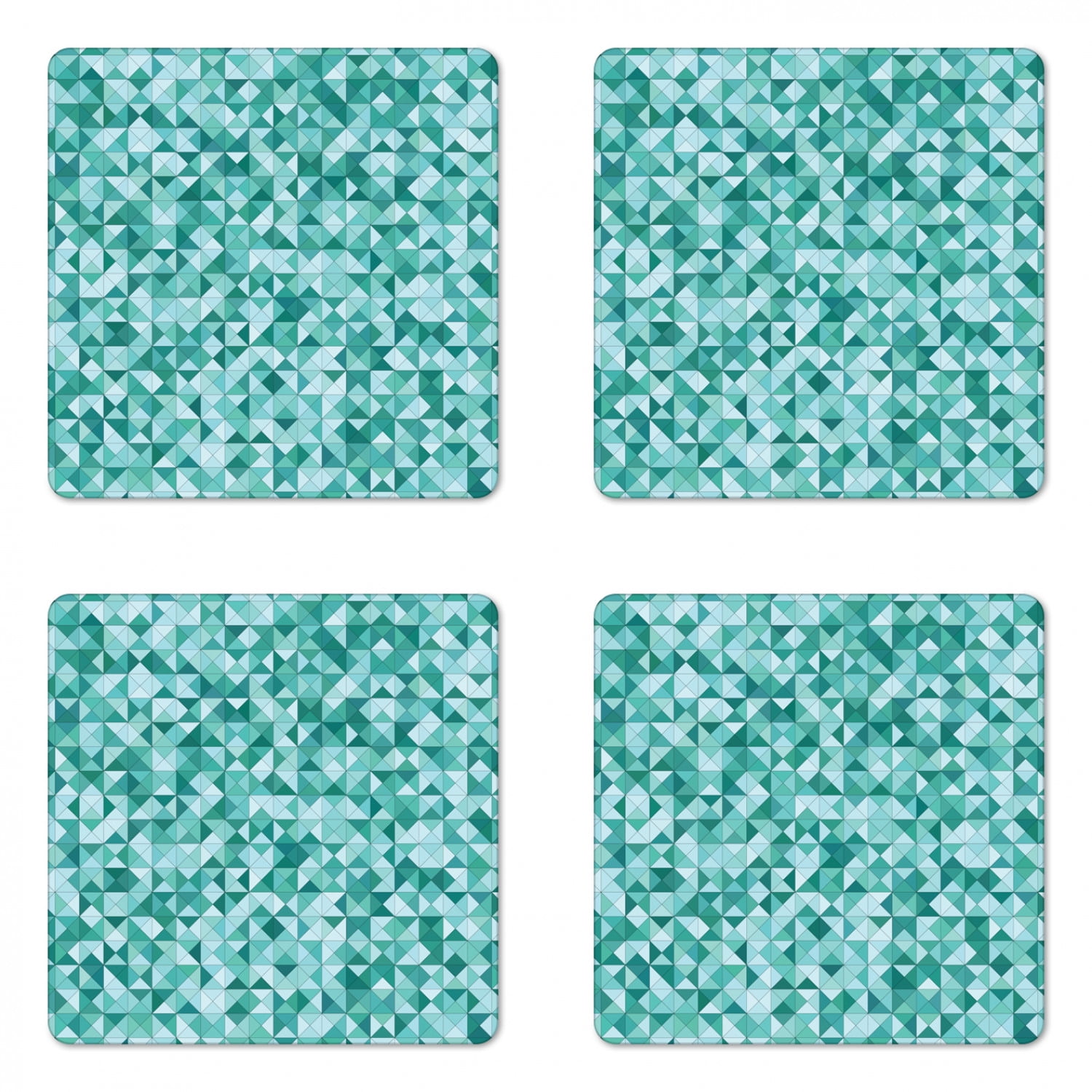 Teal Coaster Set of 4, Triangle Mosaic with Polygon Shapes with Shadows ...