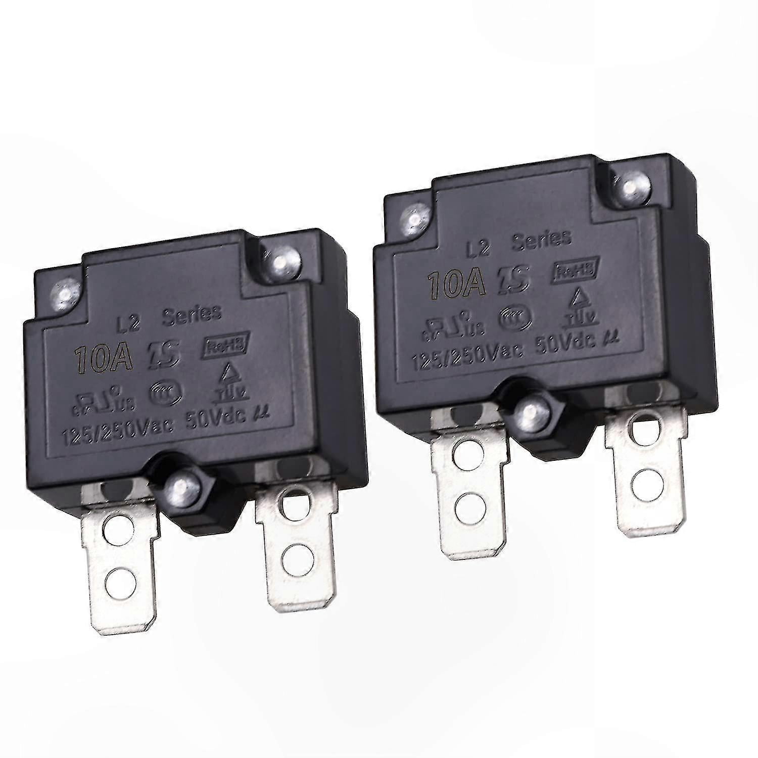 2-Pack 10A Auto Thermal Breaker, 125-250V AC 50V DC Resettable Relay ...
