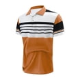 Ceisia Men's Color Block Striped Polo Shirt Orange S Gifts for Father ...