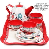 Kiddie Play, Tea Set for Little Girls, 15 pcs Floral Tin with Case ...