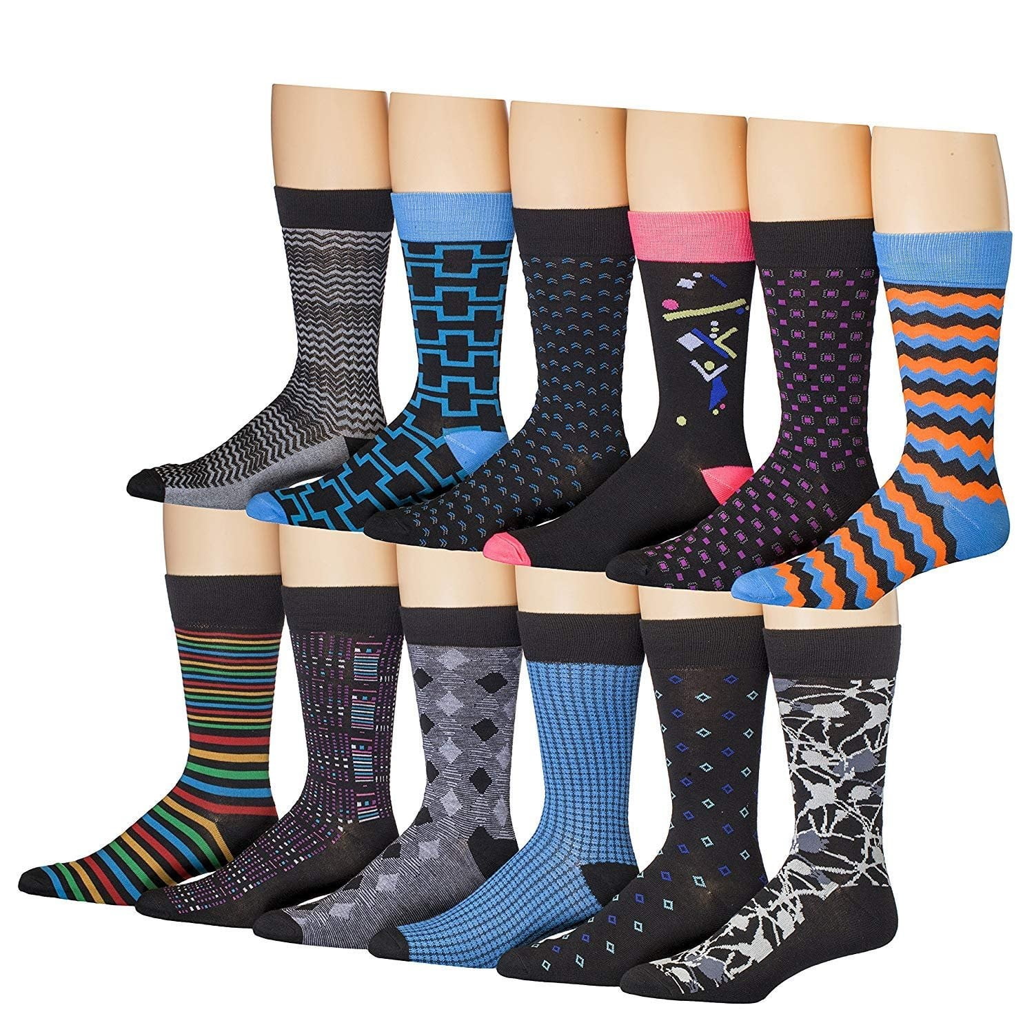 James Fiallo Mens 12 Pack Patterned Dress Socks - Walmart.com